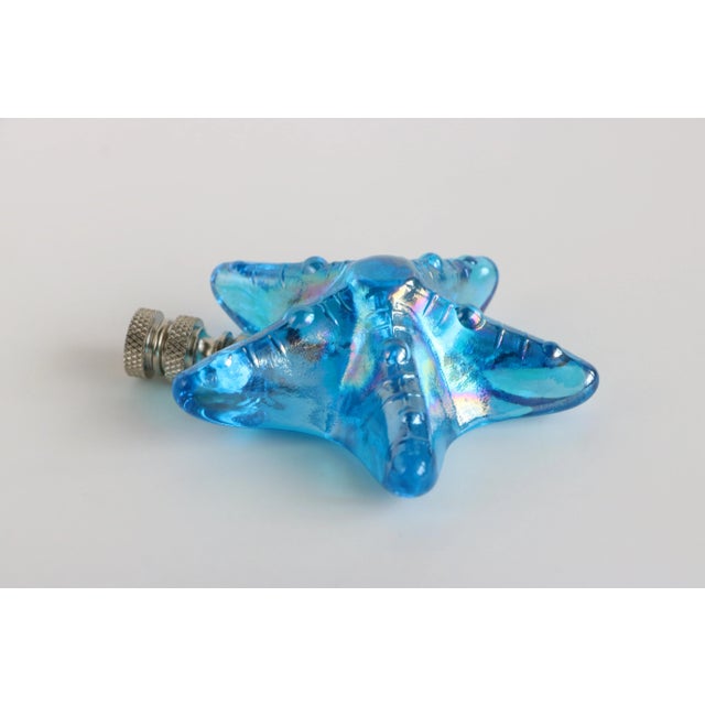 Ocean Blue Glass Starfish Lamp Finial on Chrome Hardware | Chairish