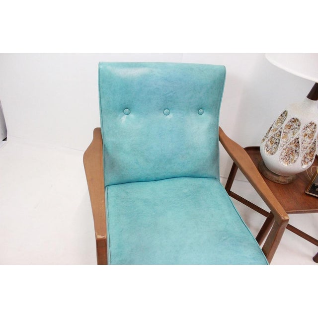 Mid Century Modern Turquoise Vinyl Chair | Chairish
