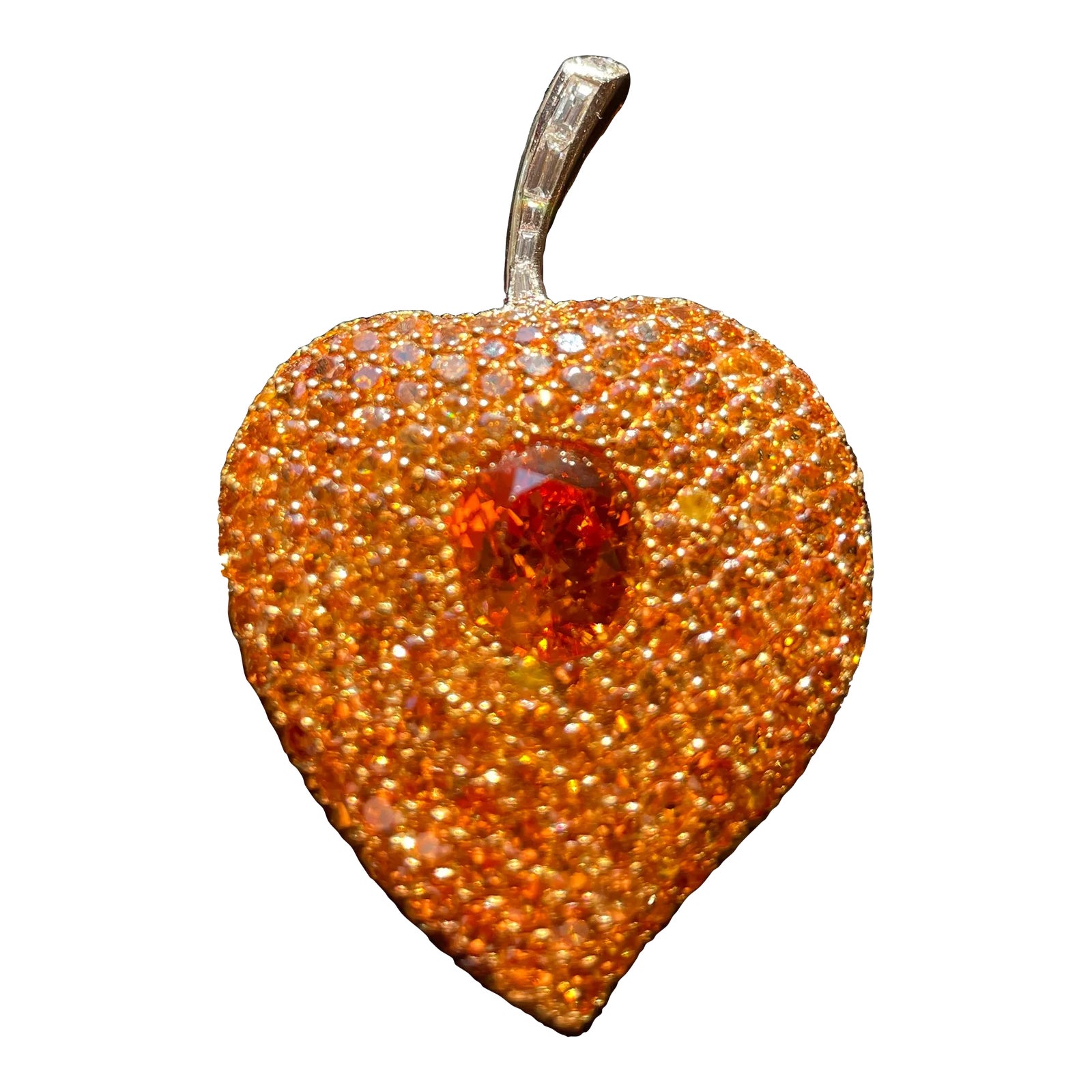 Spessartite and Diamond Brooch by Storied Park Avenue Jewelry Designer ...