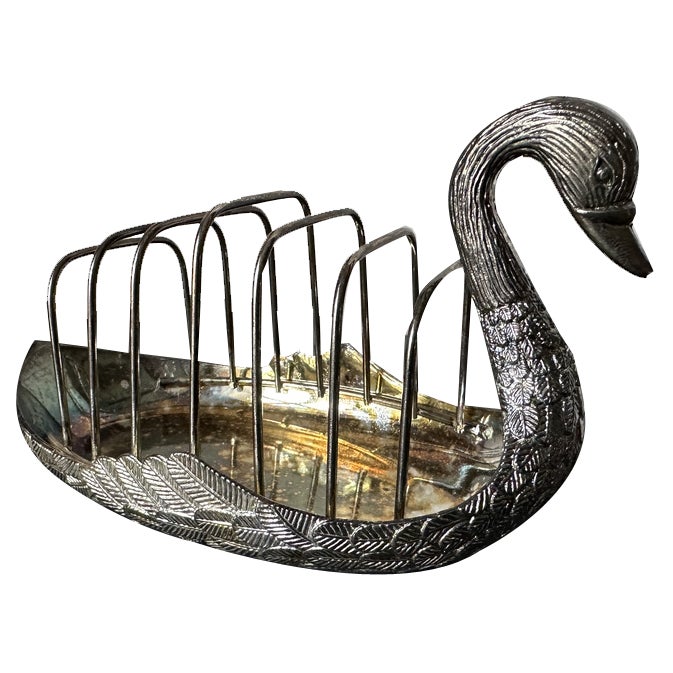 Vintage Italian Silver-Plated Swan Toast Rack, 1970s | Chairish