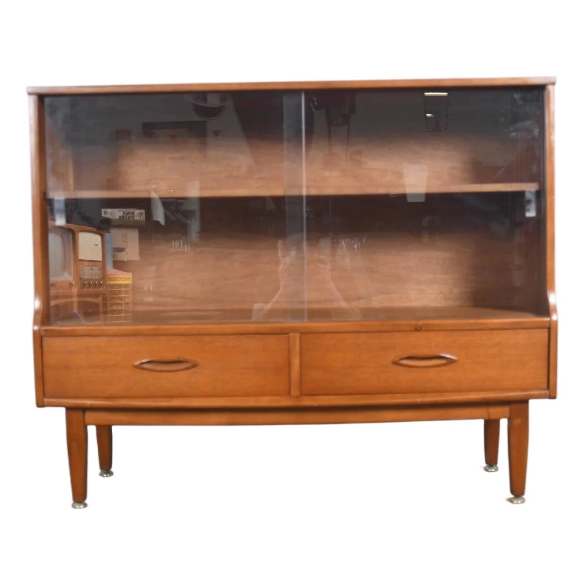 Mid 20th Century Narrow Curio Cabinet in Teak + Glass by Jentique ...
