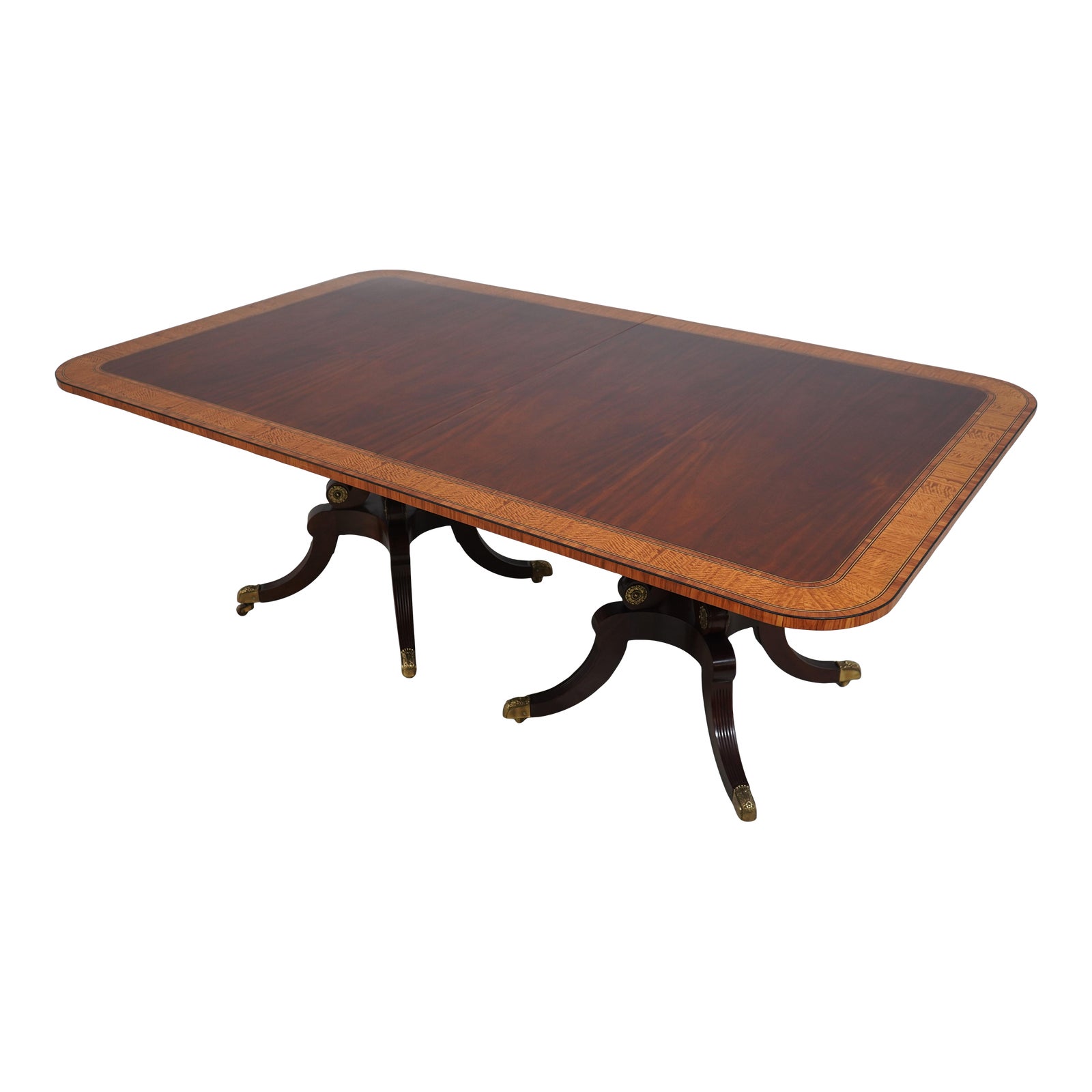 Baker Stately Homes Banded Mahogany Dining Room Table | Chairish