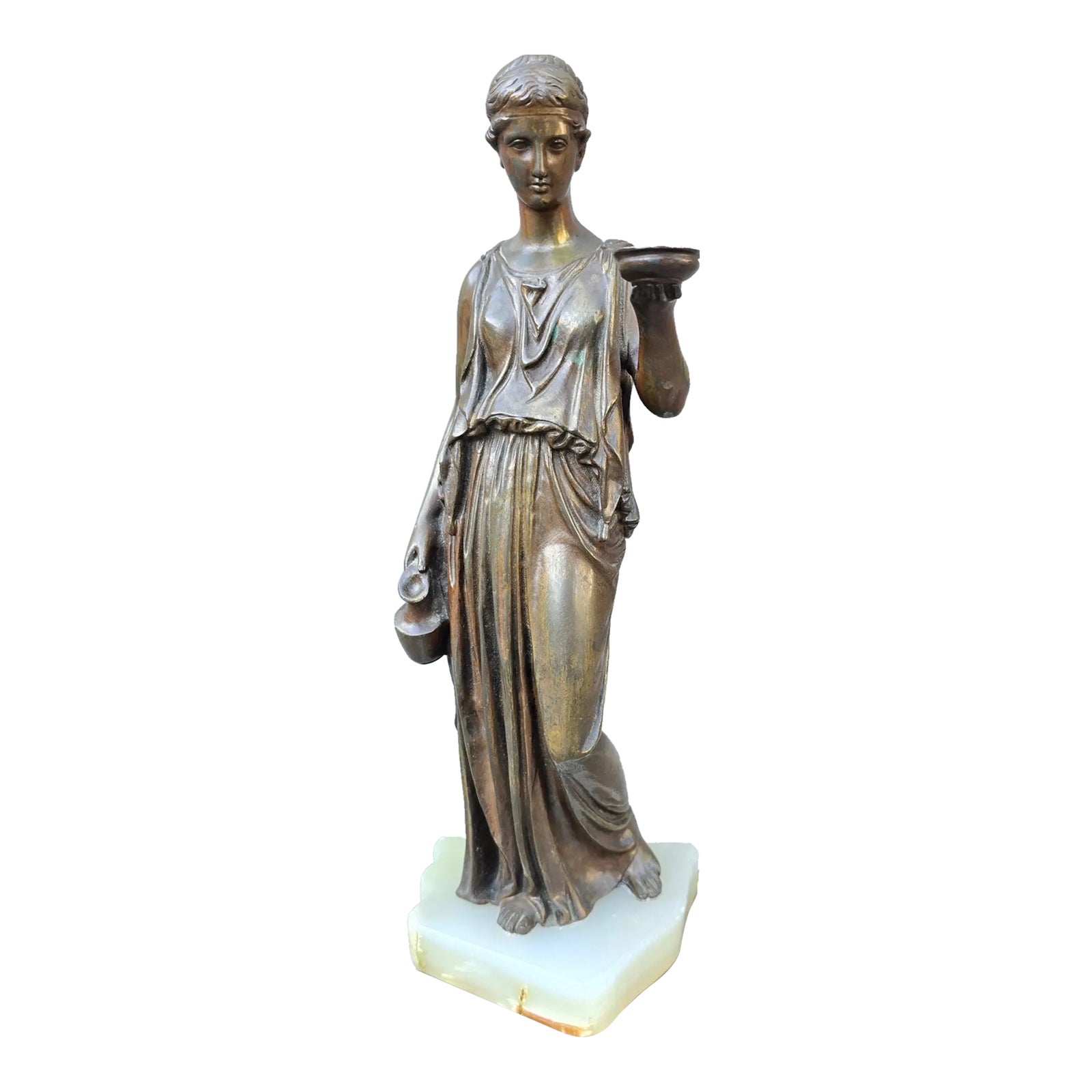 Mid 20th Century Statue of Goddess Hebe in Bronze | Chairish