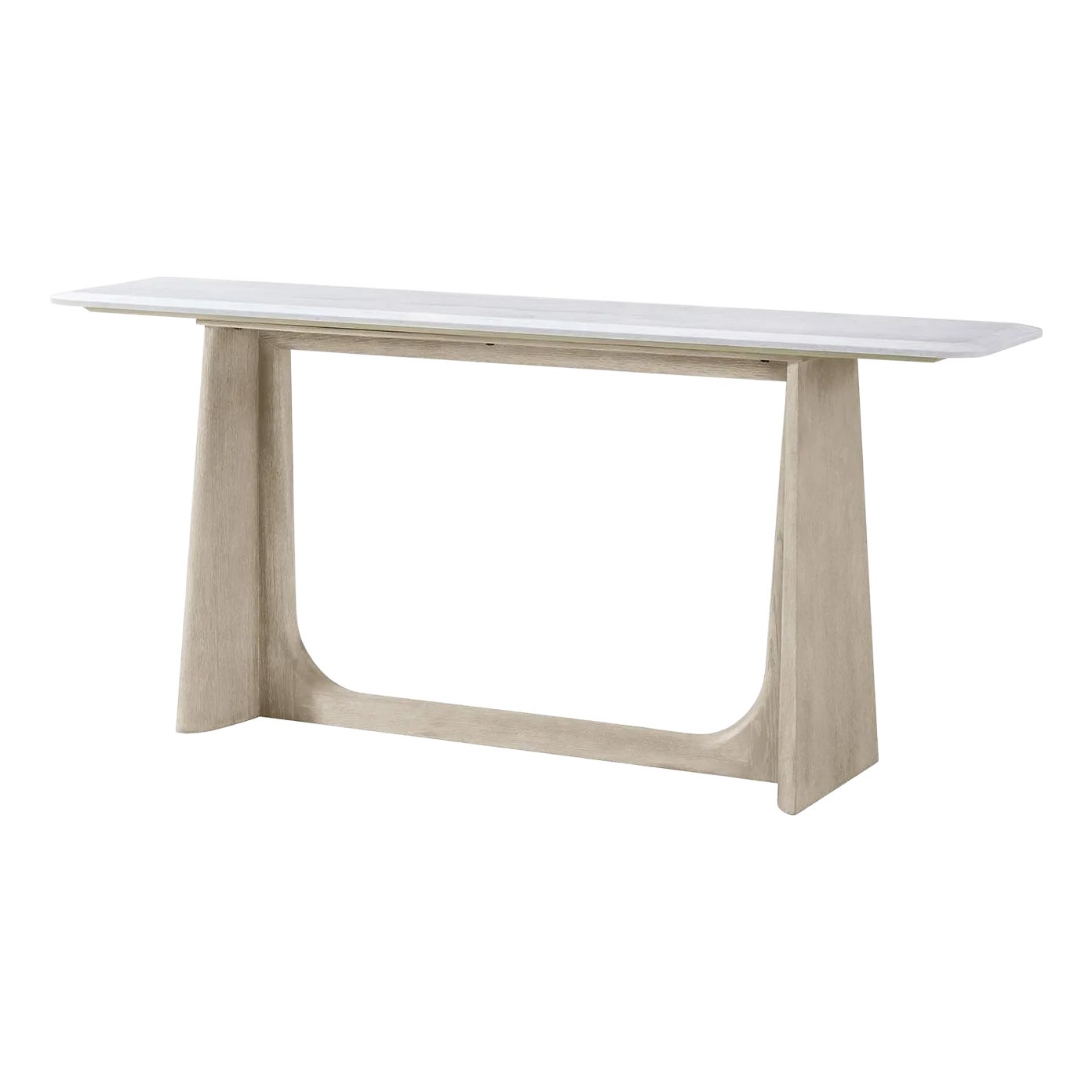 Light Oak Modern Quartz Top Console Table | Chairish