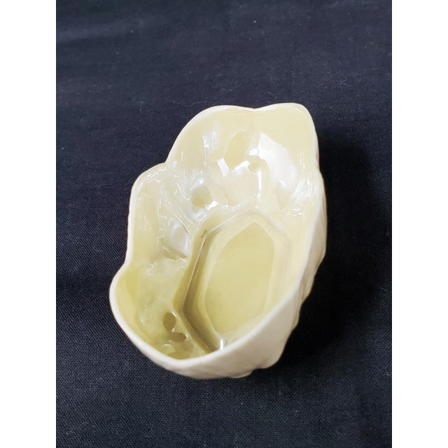 Vintage Belleek White Shell Open Salt Dip - Yellow Inside - 3-1/8" Long ...