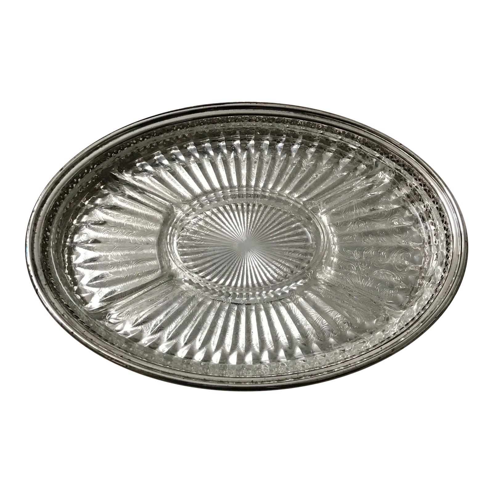 1960s Kent Silversmiths Silverplate Oval Relish Dish Crystal Insert ...