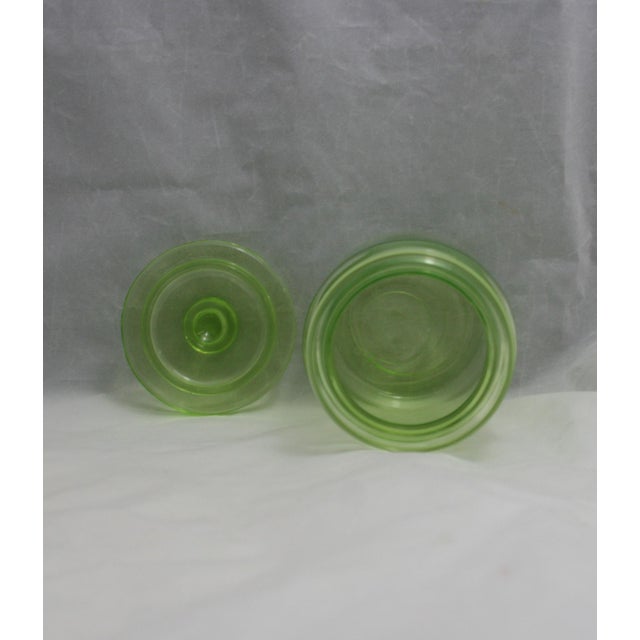 Early 20th Century Green Anchor Hocking Uranium Glass Small Round Jar ...