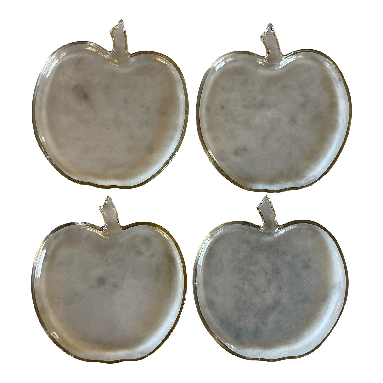 Vintage Mid Century Clear Glass Apple Plates - Set of 4 | Chairish