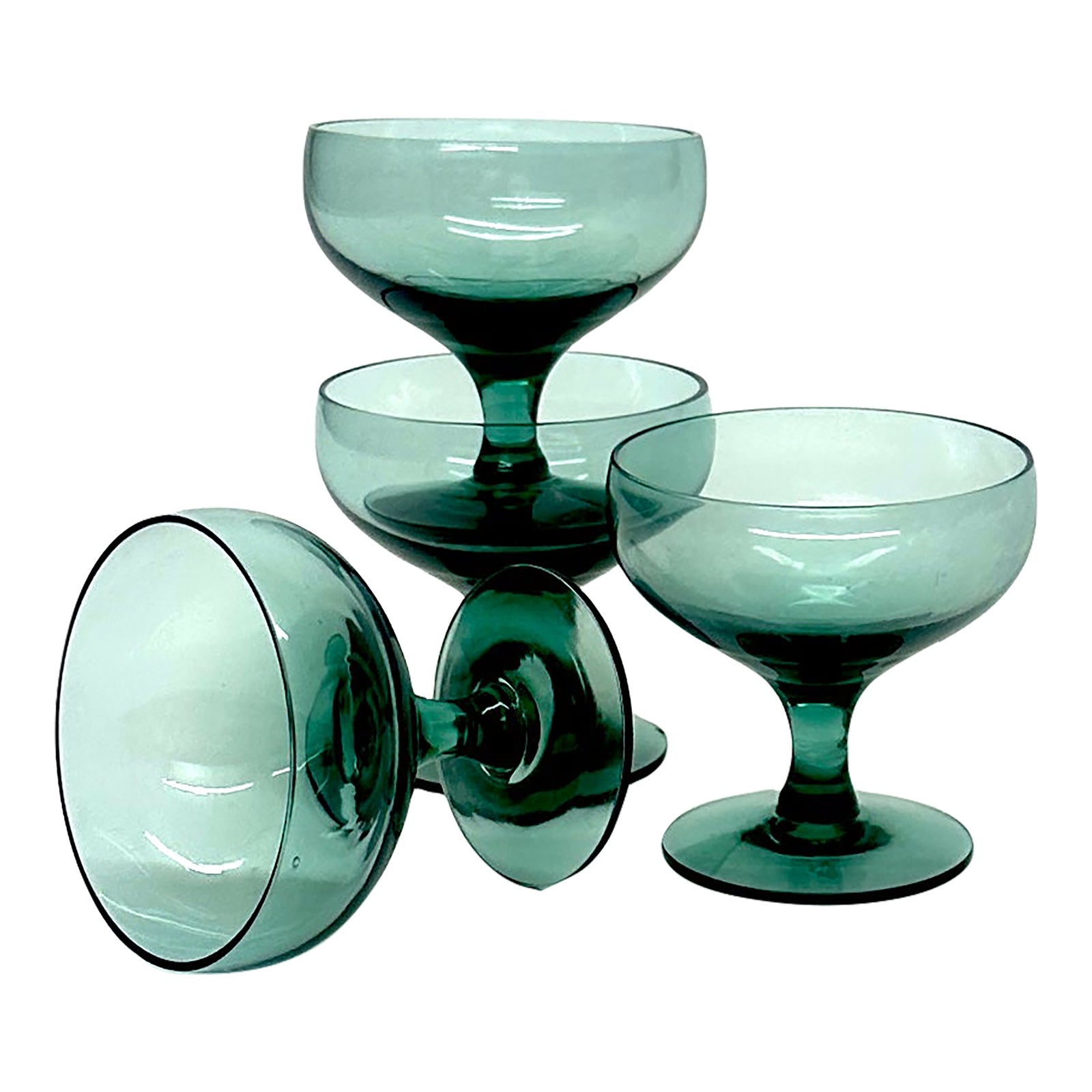 Vintage Diminutive Sea-Foam Green Sherry or Liqueur Glasses - Set of 4 ...