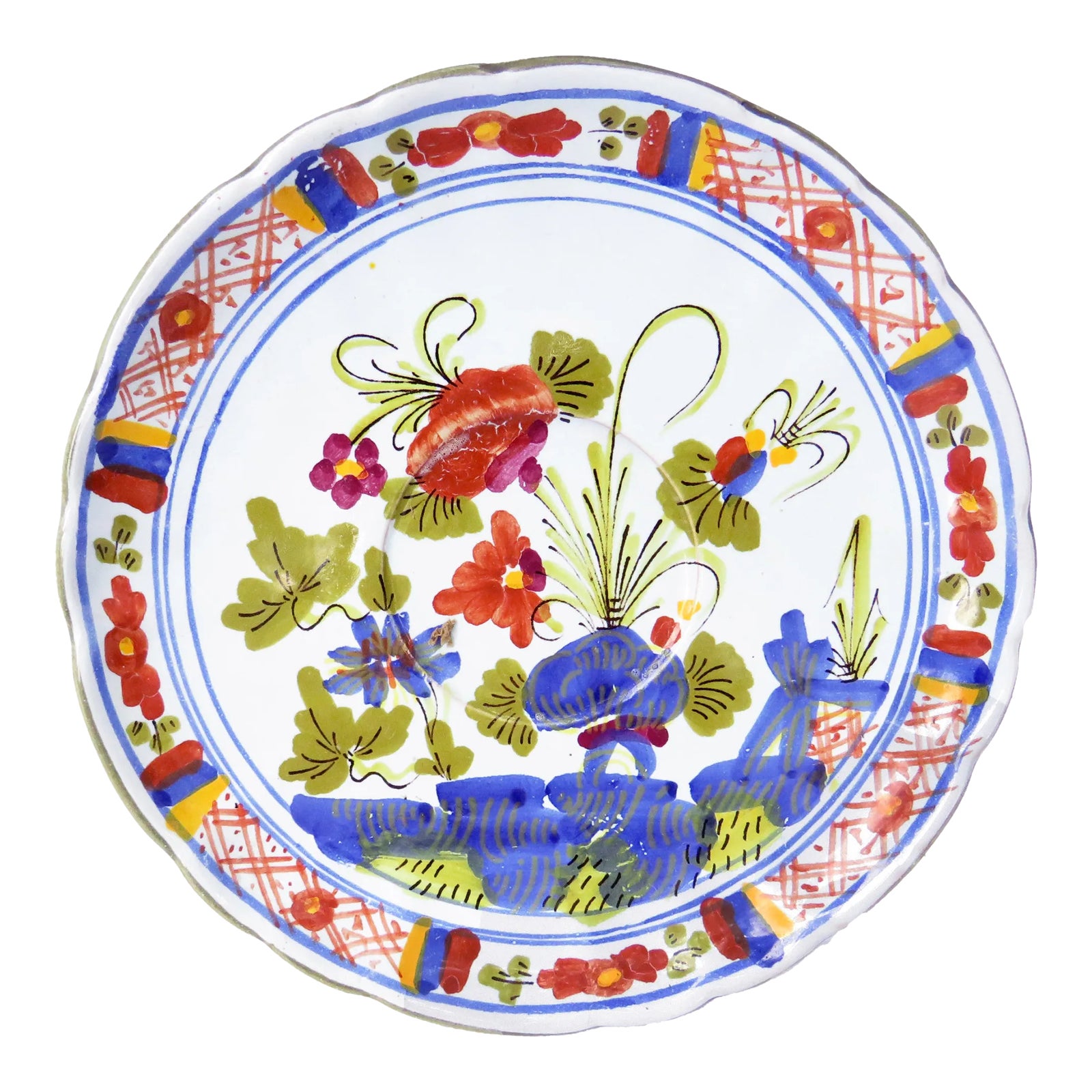 Italian Blue Carnation / Garofano Faenza Saucer | Chairish