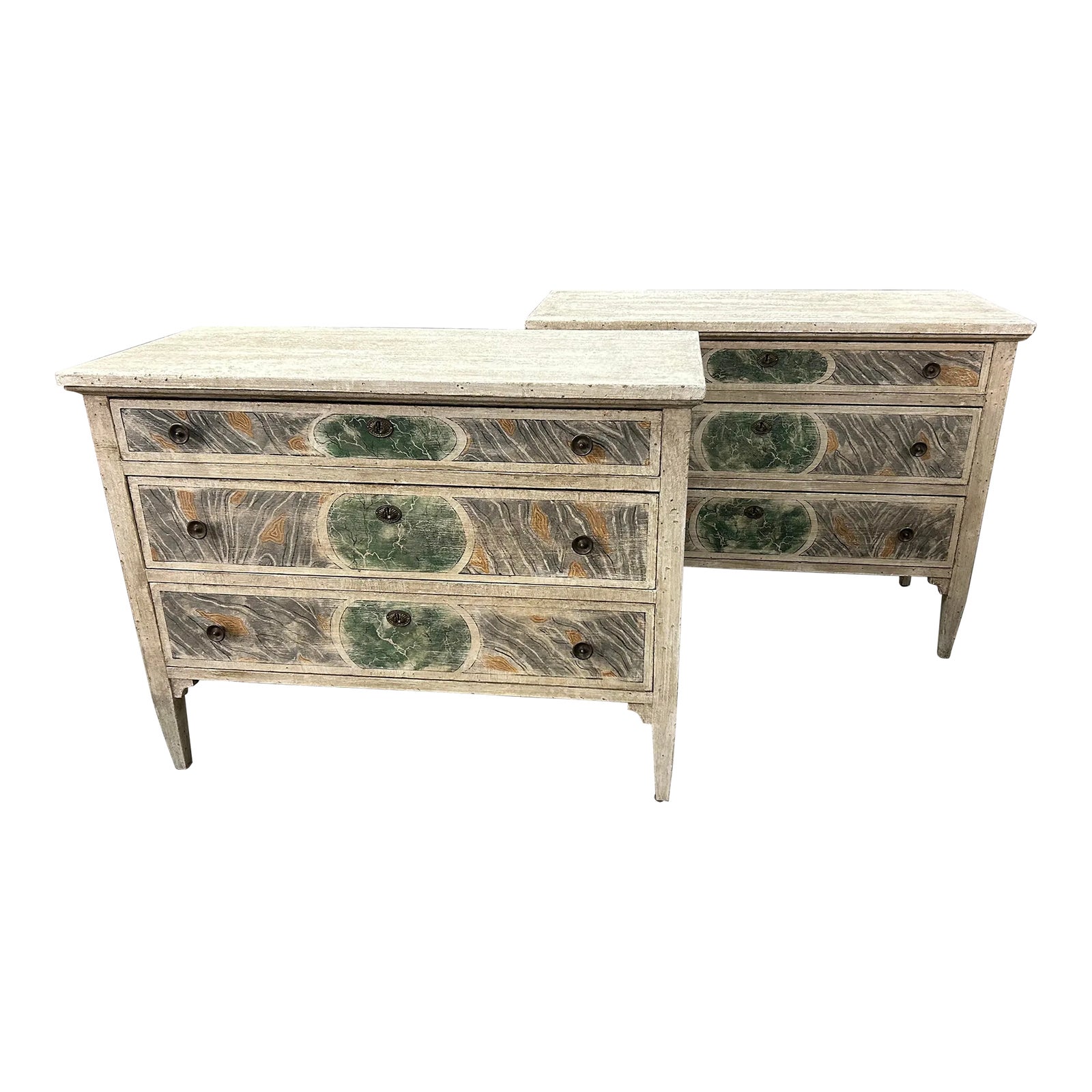 Italian Faux Marbleized Painted Chests | Chairish