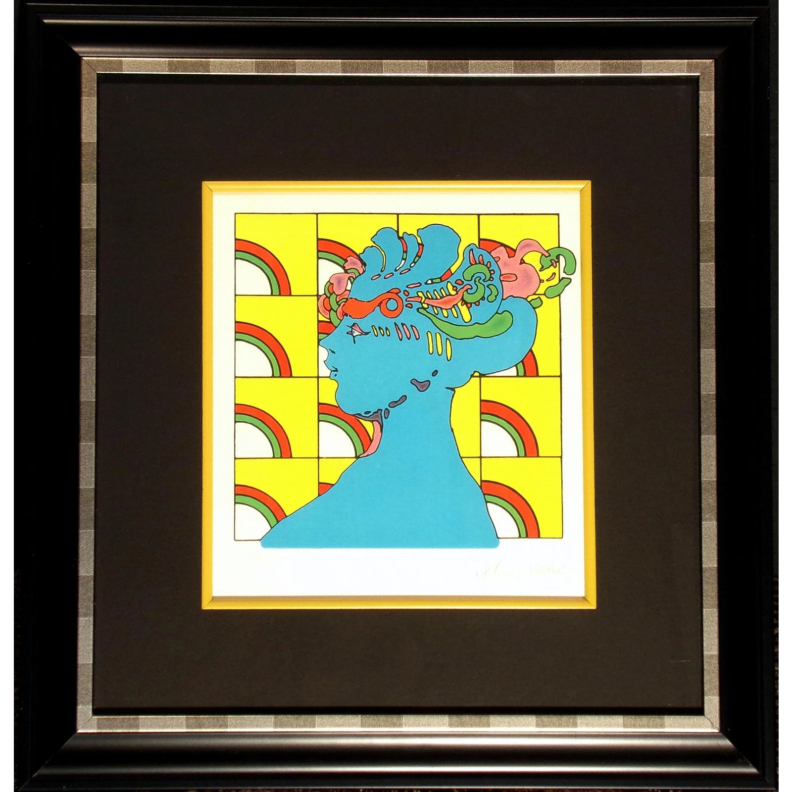 Peter Max "Lady on Pattern" Signed Fine Pop Art Framed Lithograph ...