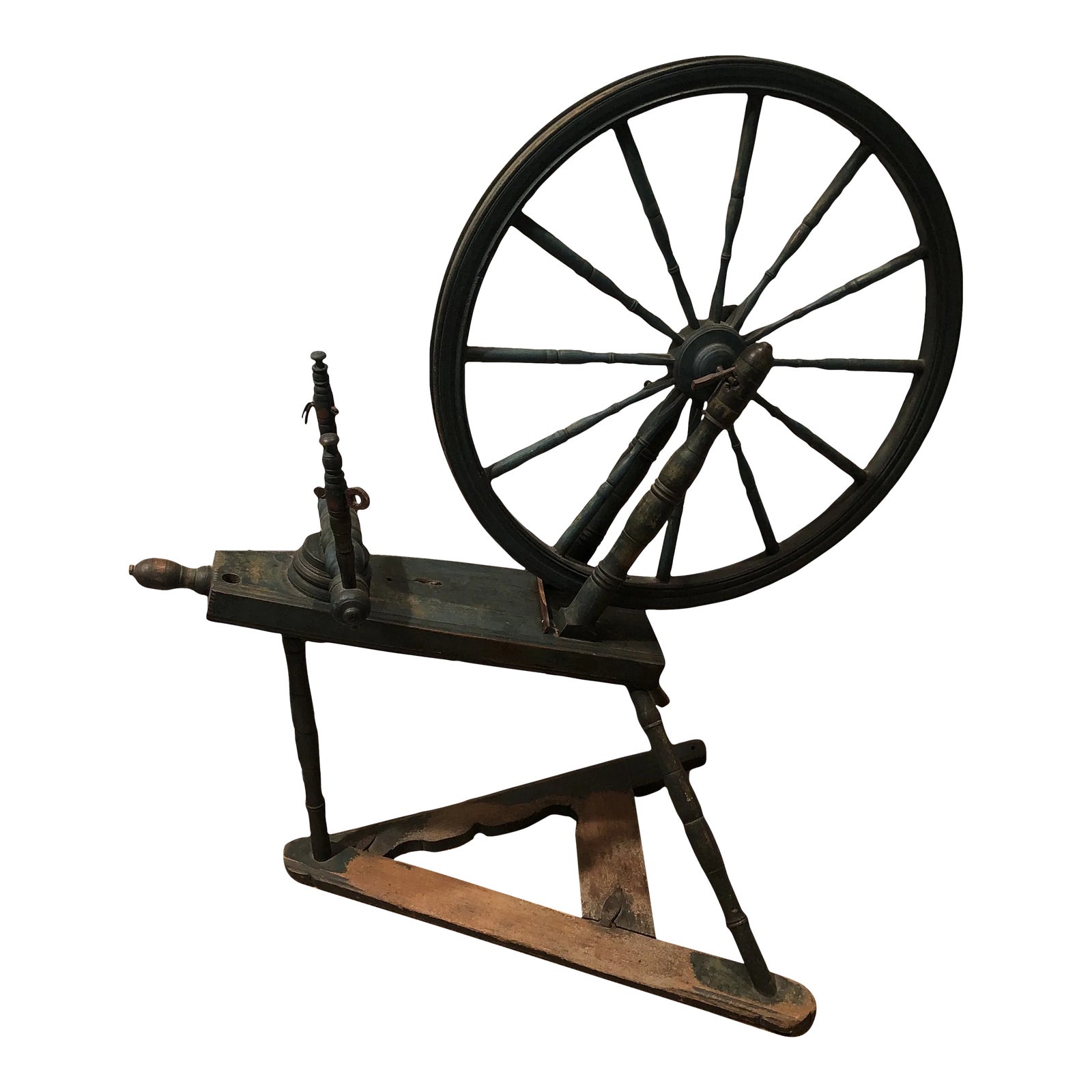 Original Blue Paint Spinning Wheel | Chairish