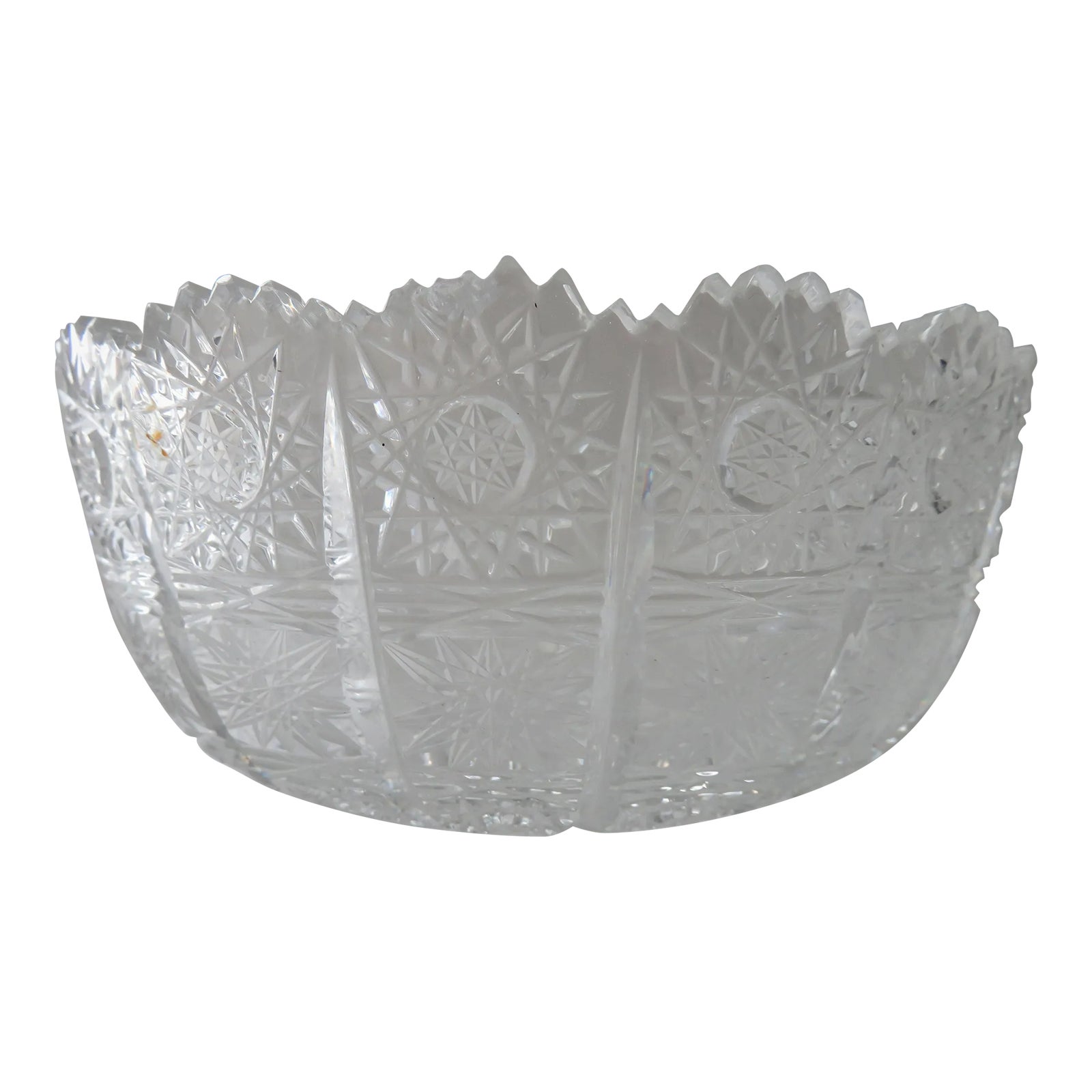 1990s Bohemian Czech Crystal Queen Lace Pattern 6" Round Bowl | Chairish