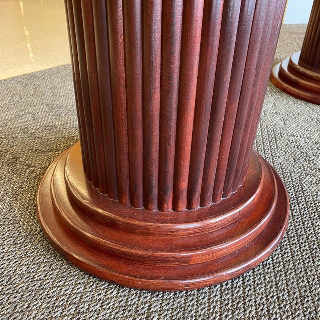Mahogany Fluted Column Round Dining Table Bases - A Pair | Chairish