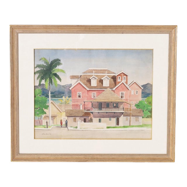 Watercolor Painting of Tropical Architecture in the Bahamas | Chairish