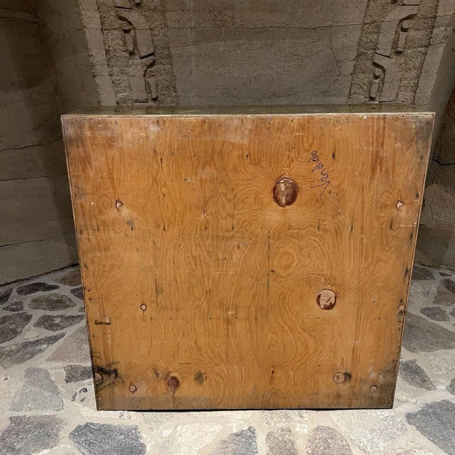 1980s Custom Sectioned Storage Case Rustic Wood Wrapped in Brass | Chairish