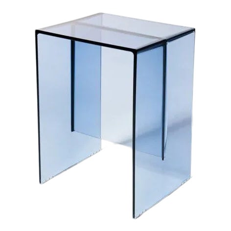 Modern Transparent Blue Acrylic Side Table | Chairish