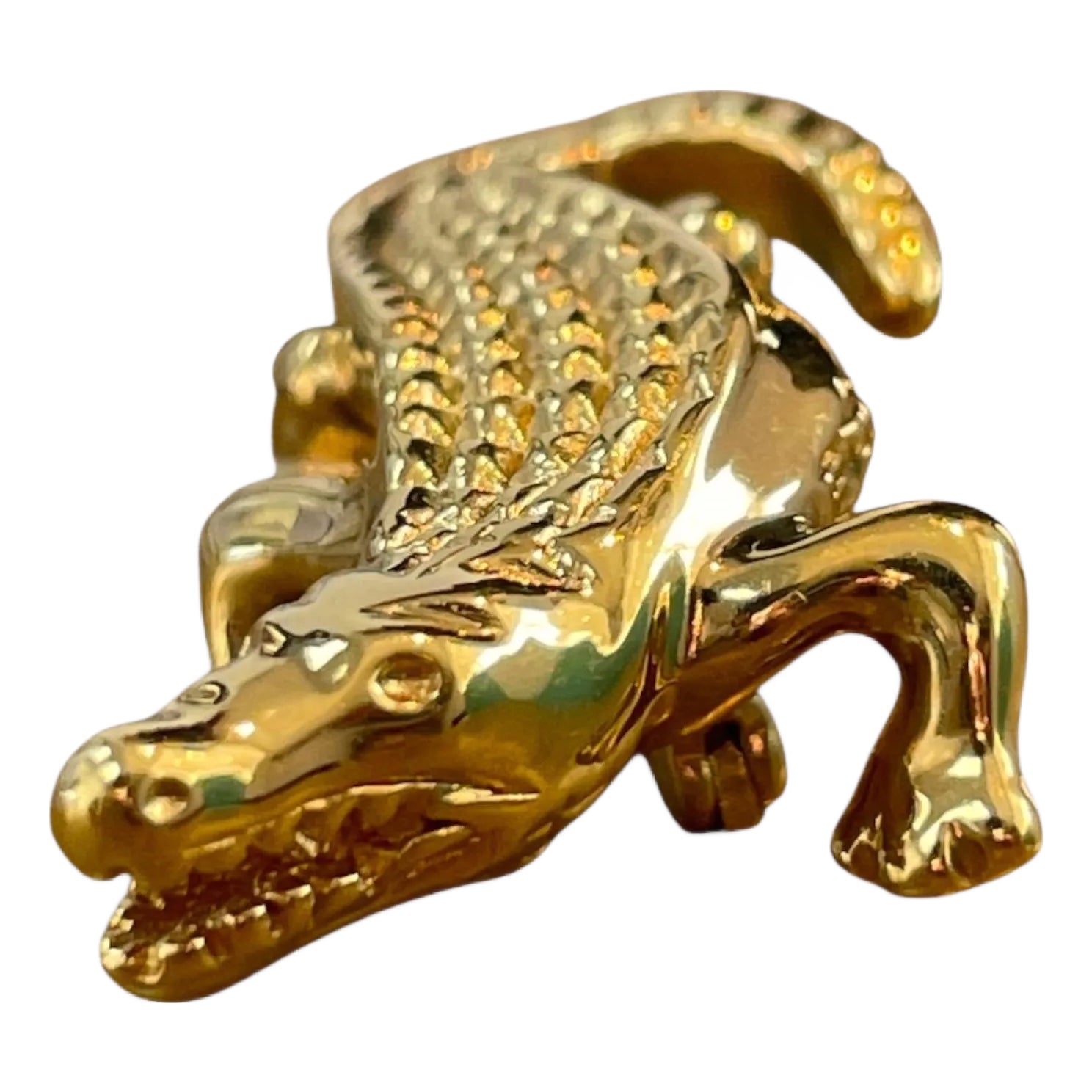 18k Yellow Gold Alligator Brooch | Chairish