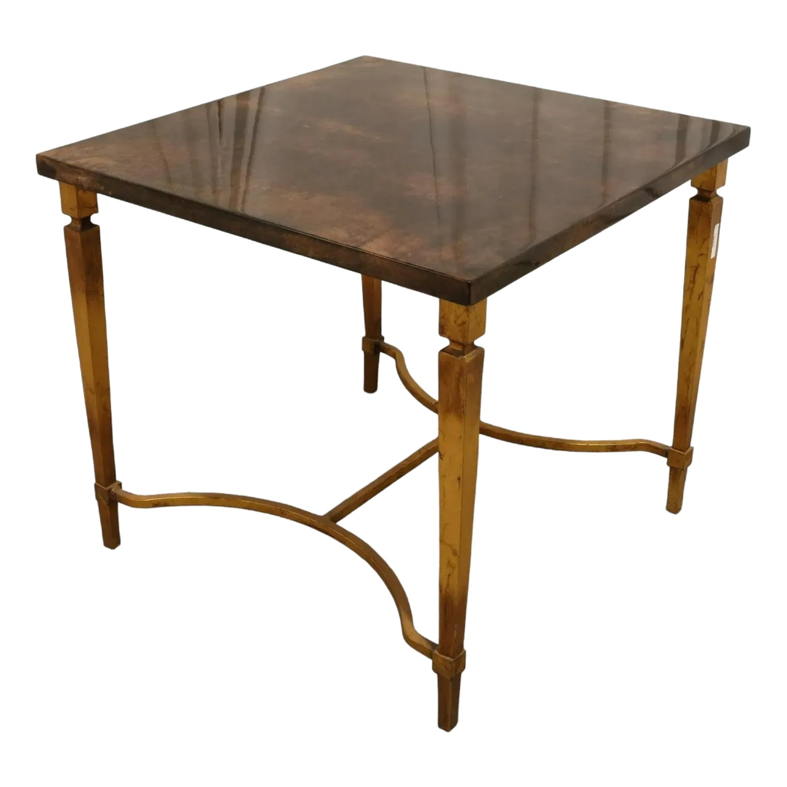 Aldo Tura Goat Skin and Bronze Side Table, C. 1960 | Chairish