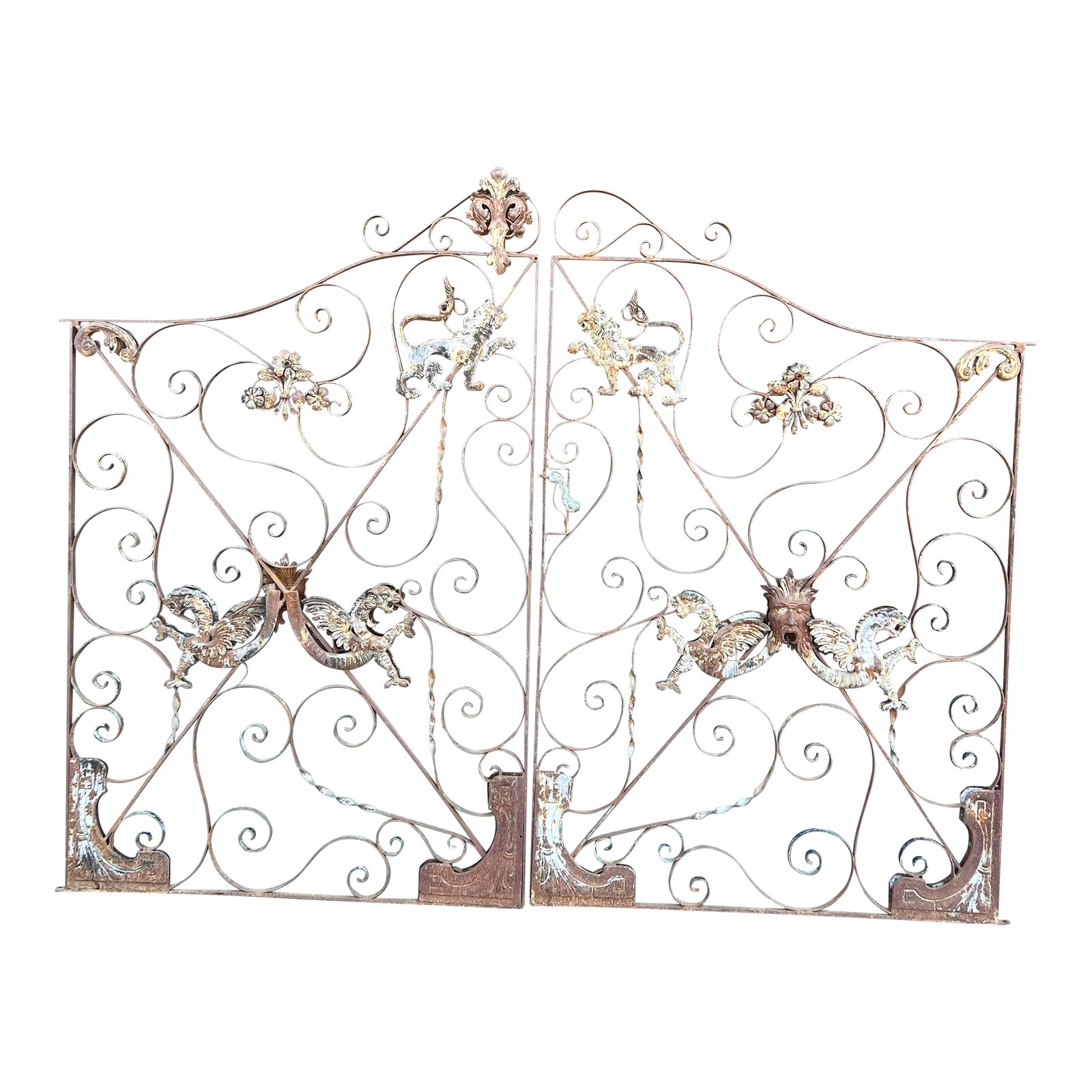 1920s Spanish Revival Entry Gates With Dragons and Faces - a Pair ...