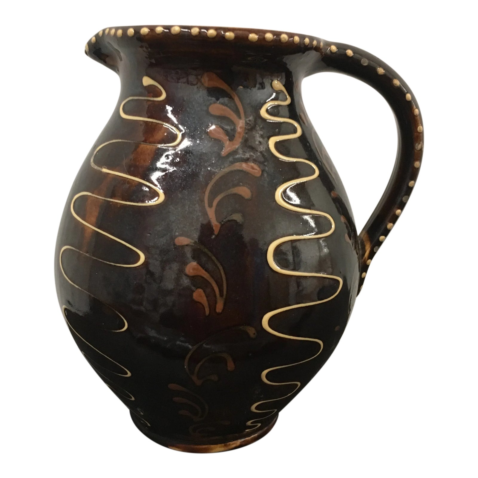 Mid Century Folk Art Red Ware Pitcher | Chairish