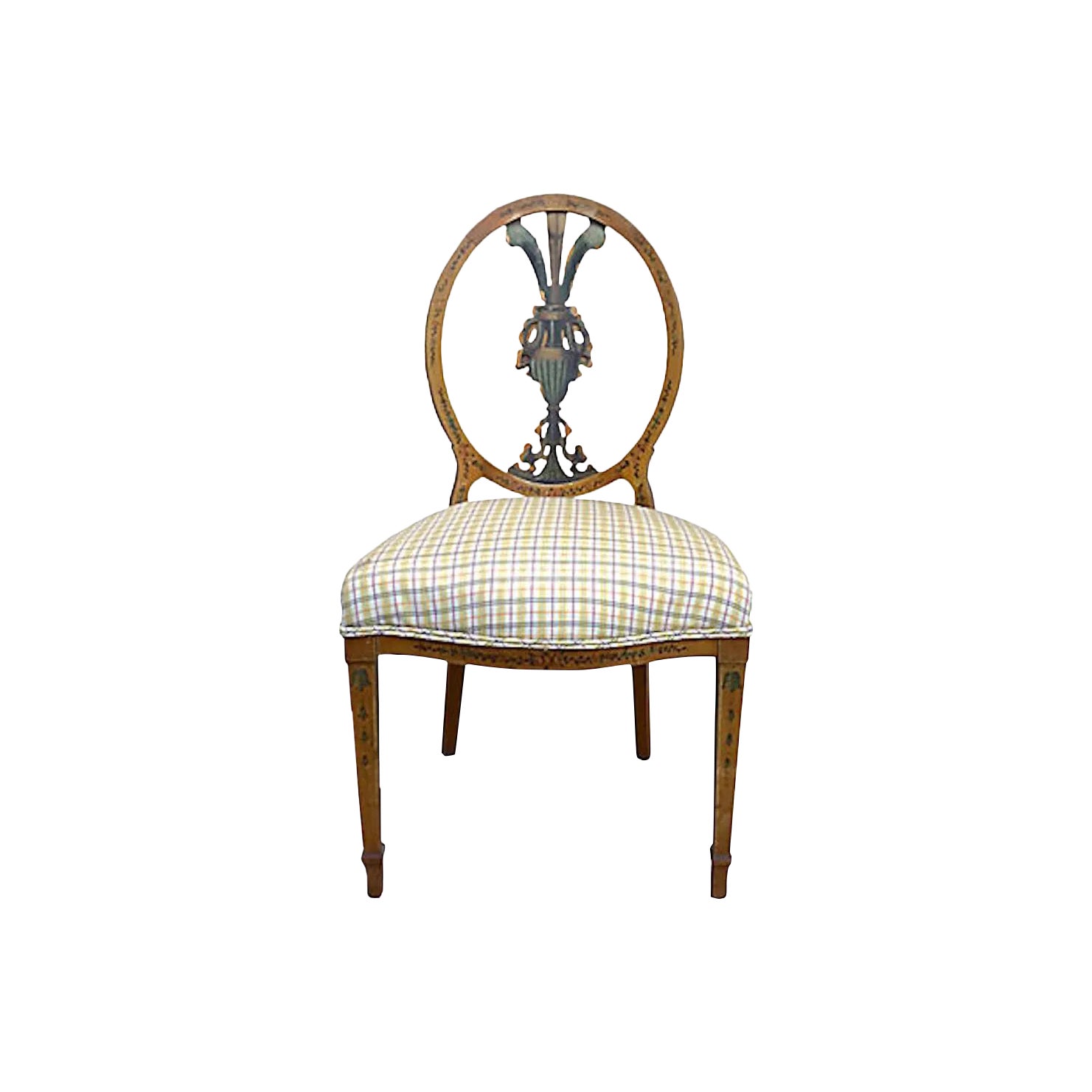 19th Century Antique Hand Painted Medallion Back Chair | Chairish