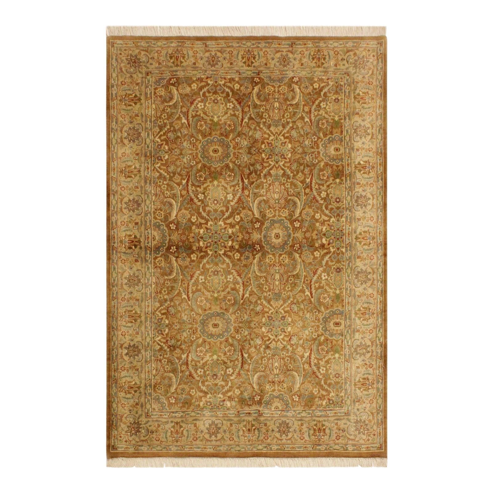 1980s Semi Vintage Heritage Lt. Brown/Lt. Tan Wool Rug - 4'2 X 6'2 ...