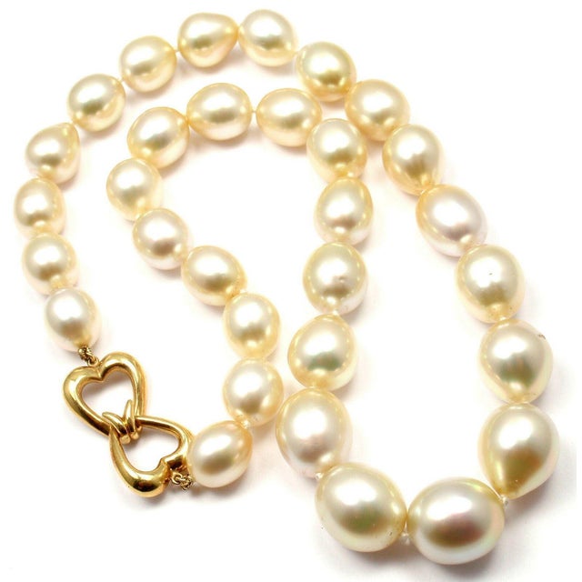Andrew Clunn 18k Yellow Gold Golden Tahitian Pearl Necklace | Chairish