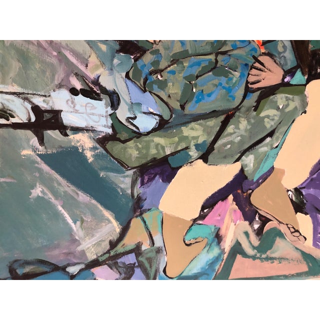 1973 Ny Artist Figurative Painting Original Vintage "Blue Lounger ...