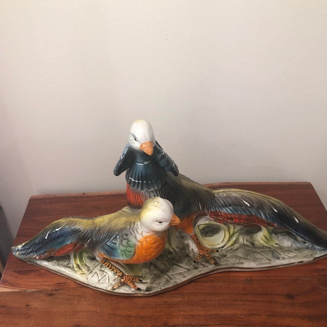1950s Collectible Mid Century Italian Ceramic Pheasants Pair Majolica ...