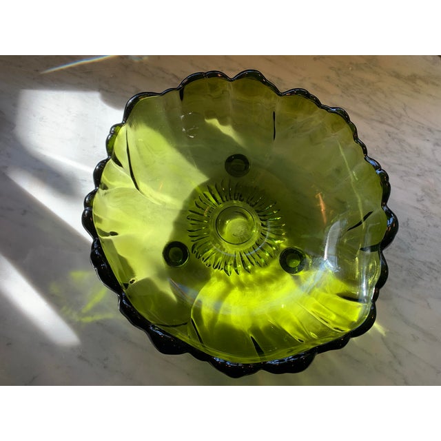 1960s Mid Century Avocado Green Glass Serving Bowl | Chairish