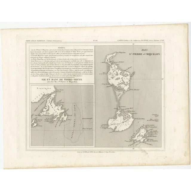 French Map of Newfoundland and St. Pierre and Miquelon, 1820 | Chairish