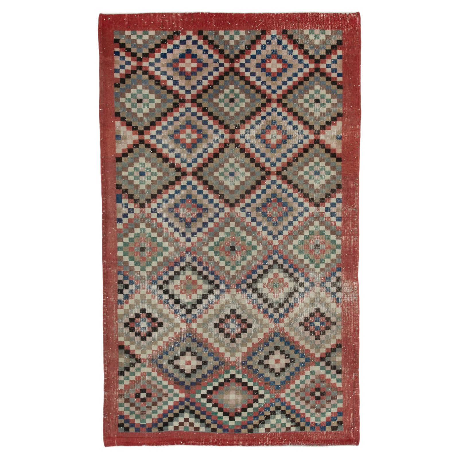 Turkish Red Handmade Wool Vintage Rug | Chairish