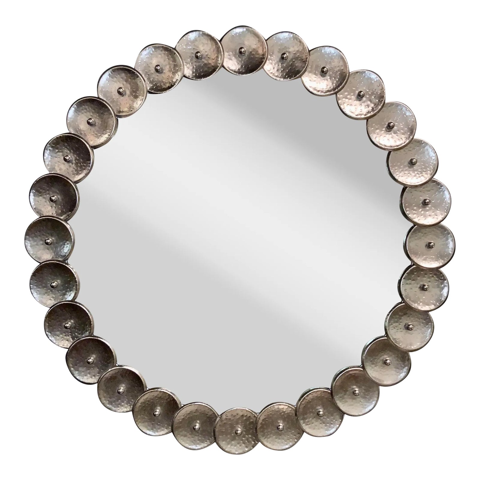 Global Views Modern SIlver Finished Shoe Buckle Round Wall Mirror ...