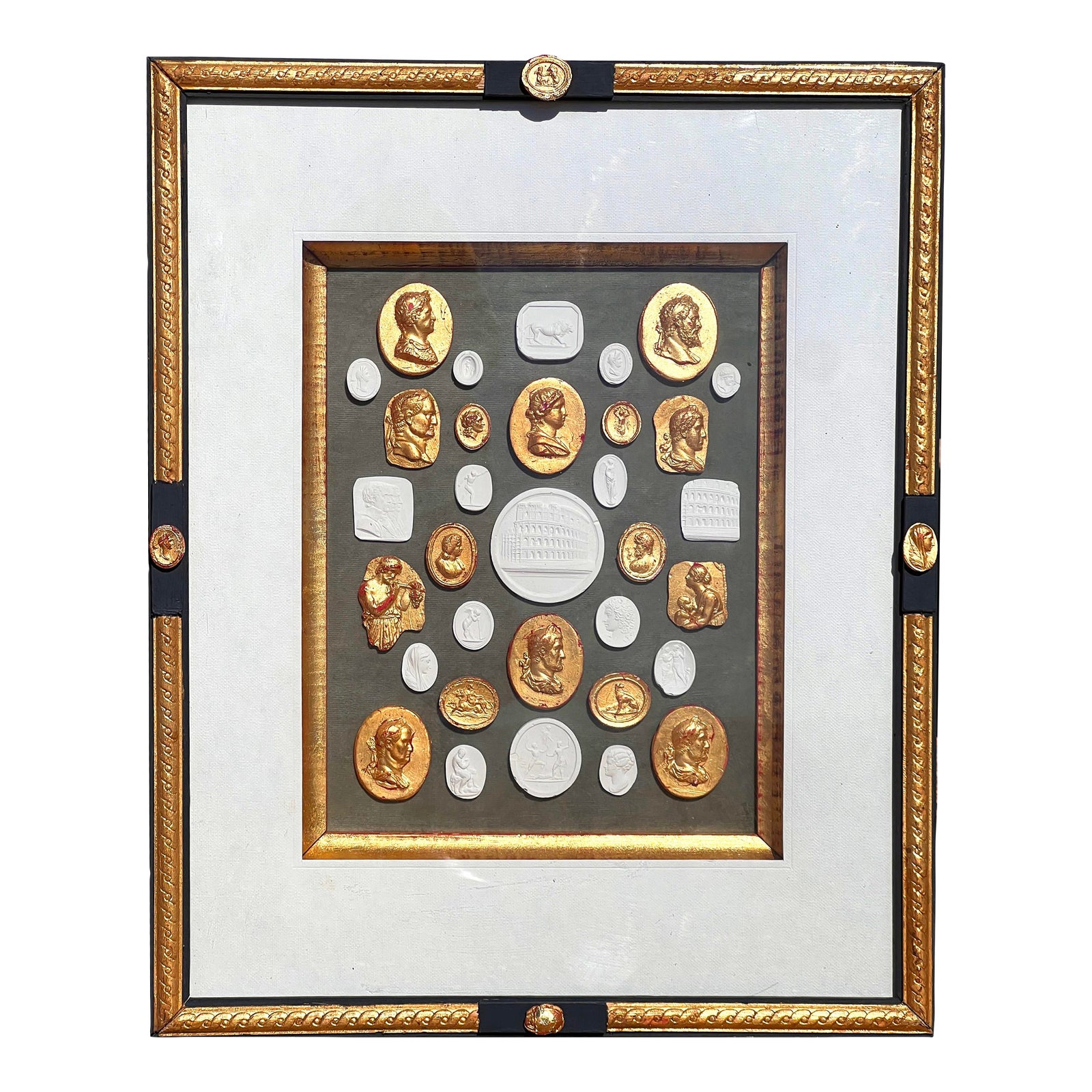 Late 20th Century Fine Large Neoclassical Revival Shadow Box With Grand ...