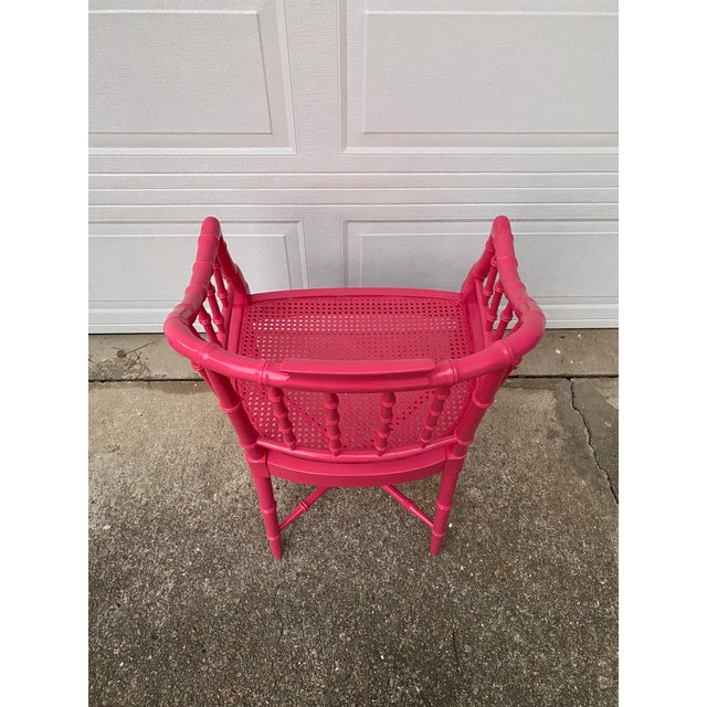 Pink Lacquered Faux Bamboo Club Chair | Chairish