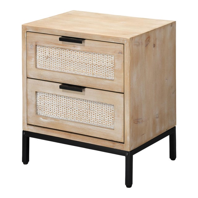 Reed 2 Drawer Side Table, Raffia | Chairish