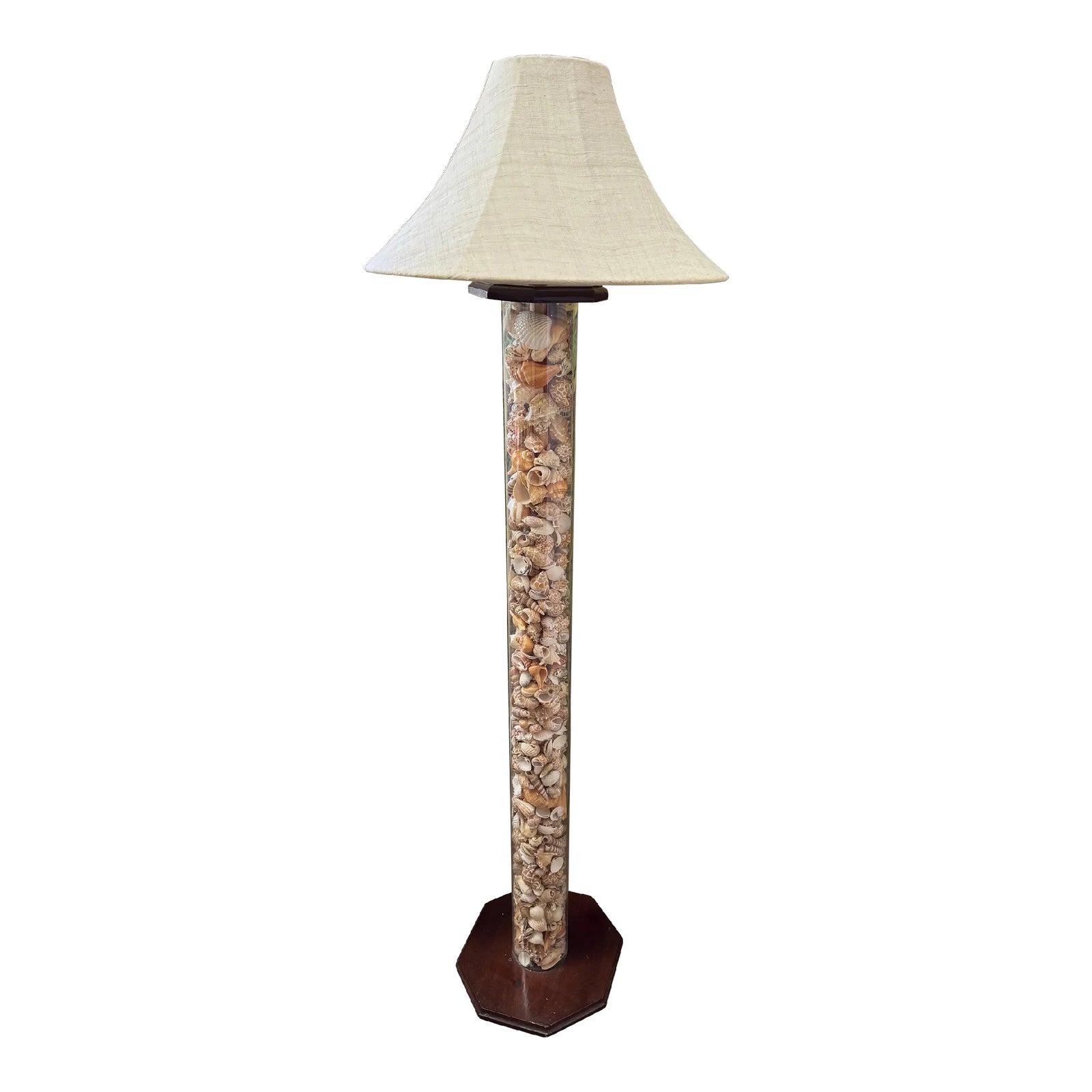 Vintage Lucite Floor Lamp With Natural Seashells | Chairish