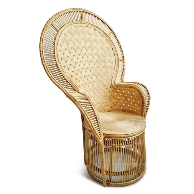 Natural Rattan Basket Fan Chair | Chairish