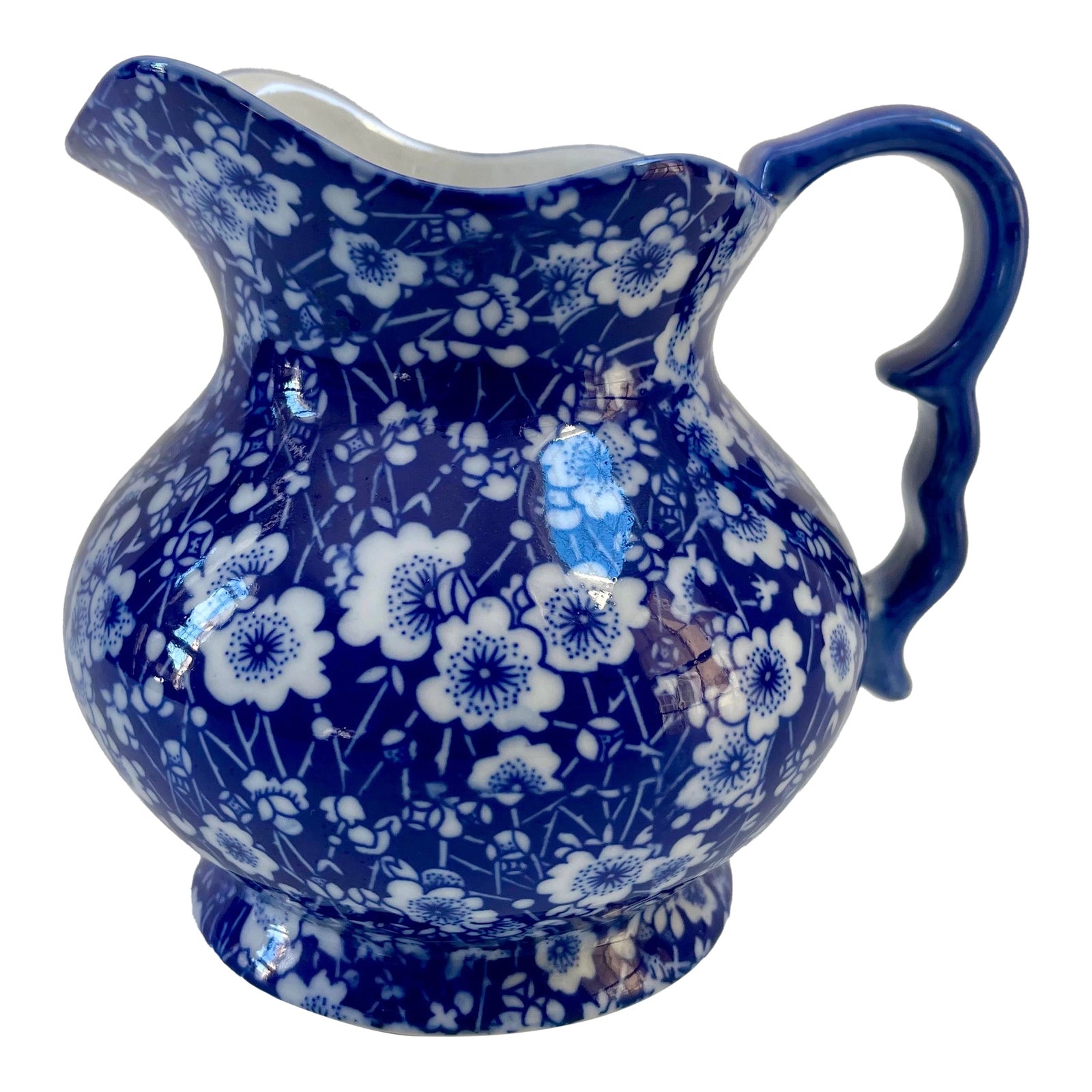 Vintage English Victoria Ware Ironstone Blue & White Pitcher | Chairish
