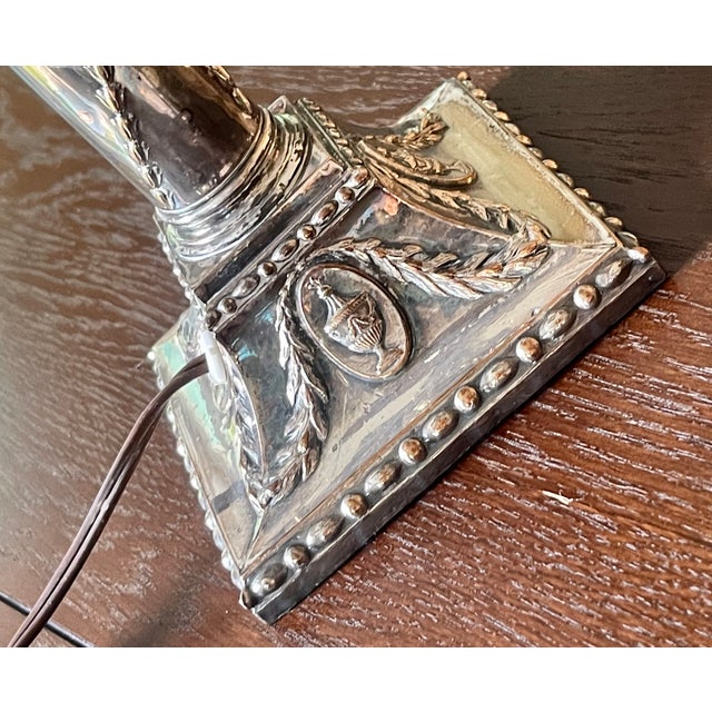 19th C. English Sheffield Silver Plate Candlestick Table Lamp | Chairish