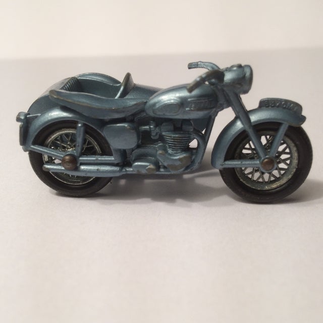 Matchbox No.4 Blue Triumph Motorcycle With Sidecar | Chairish