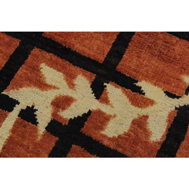 1980s Contemporary Ziegler Dark Orange Wool Rug - 5′11″ × 8′8″ | Chairish