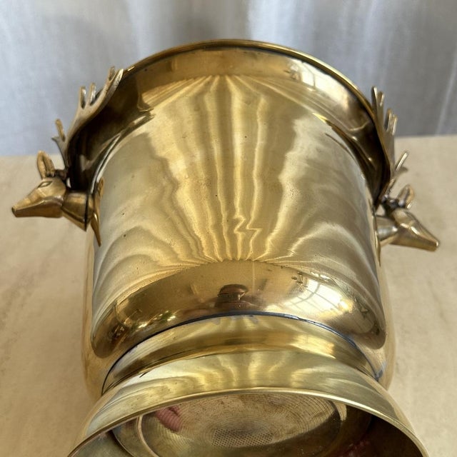 Mid-Century Brass Ice Buckets with Deer Sculpted Handles, 1960s | Chairish