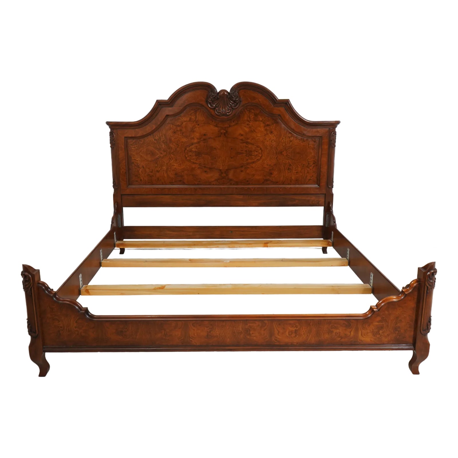 Karges King Size French Louis XV Walnut Bed | Chairish