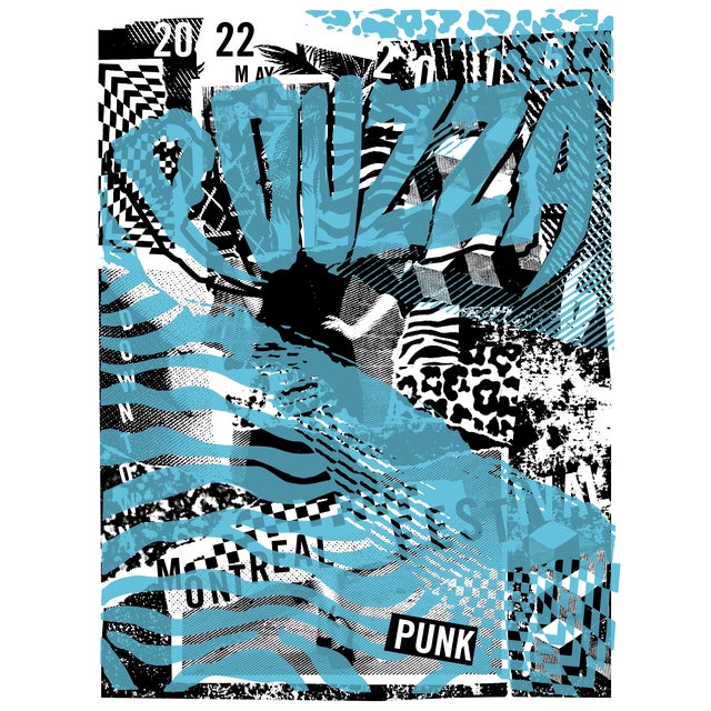 2016 Contemporary Music Poster - Pouzza Punk Festival (Blue) | Chairish