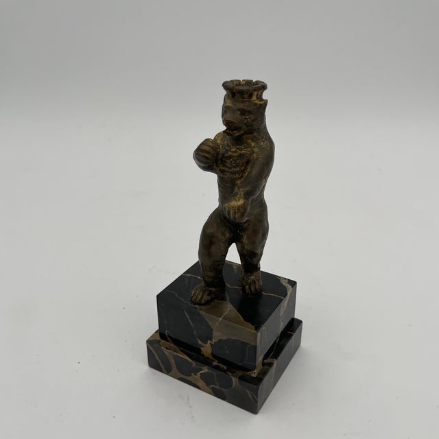Art Deco Figure of a King Bear on a Stepped Marble Base | Chairish