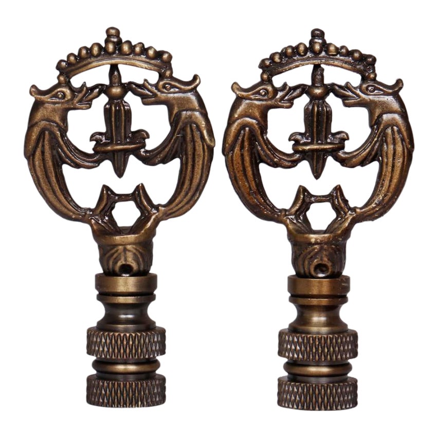 Gothic Crested Lamp Finials - a Pair | Chairish
