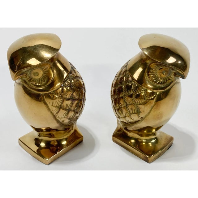 Vintage Solid Brass Owl Bookend Pair | Chairish